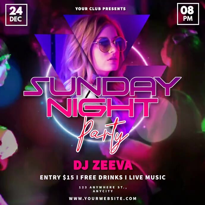 Sunday Night Party Template | PosterMyWall