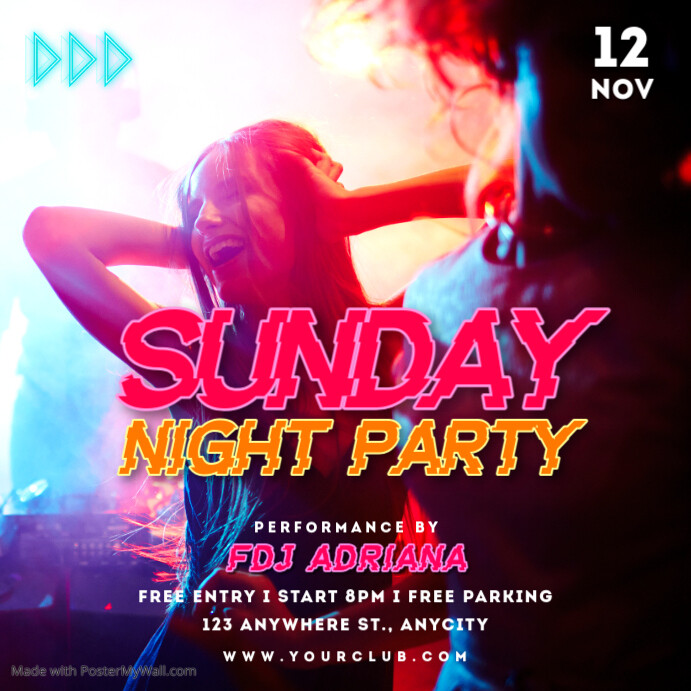 Modèle Sunday Night Party | PosterMyWall