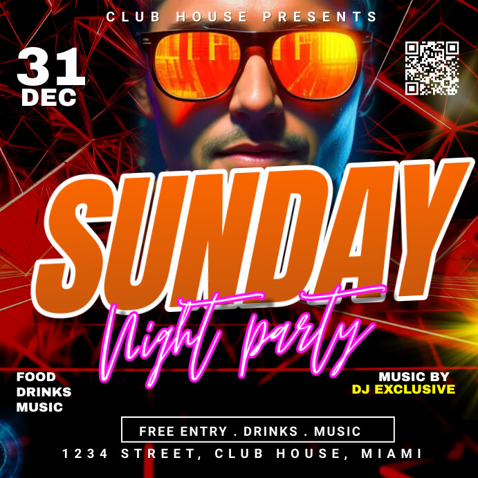 Plantilla de Sunday night party | PosterMyWall