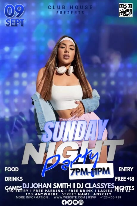 SUNDAY NIGHT PARTY Template | PosterMyWall