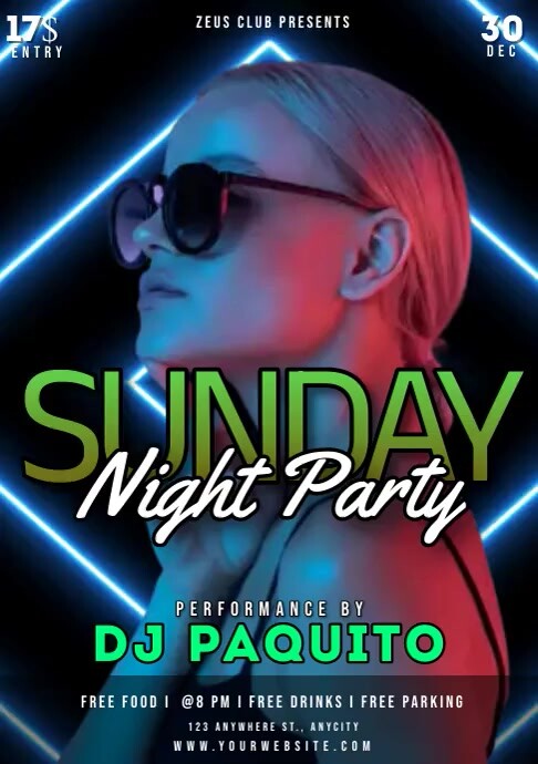 Sunday Night Party Template | PosterMyWall