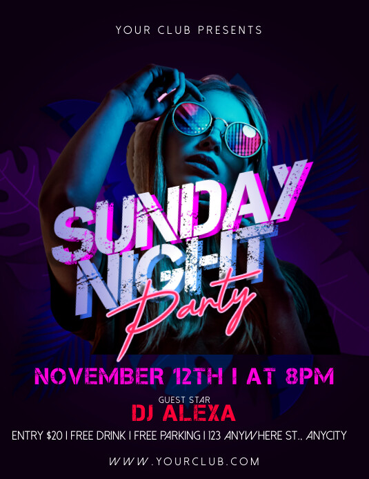 sunday night party Template | PosterMyWall