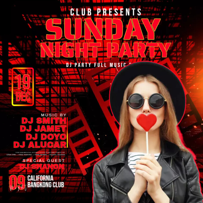 Plantilla de Sunday Night Party | PosterMyWall