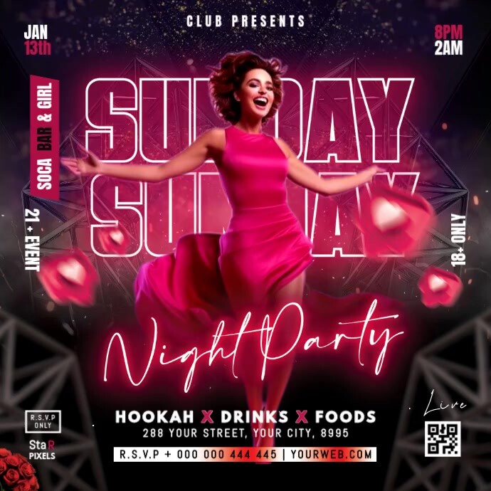 sunday night party Template | PosterMyWall