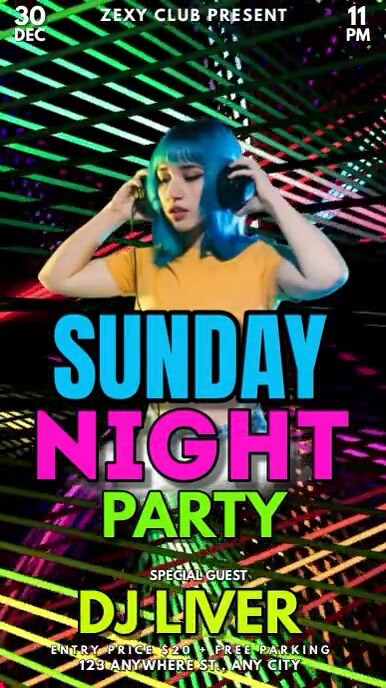 Sunday Night Party Template | PosterMyWall