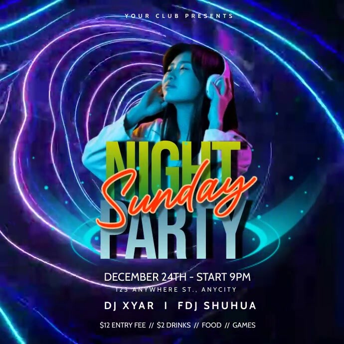sunday night party Template | PosterMyWall
