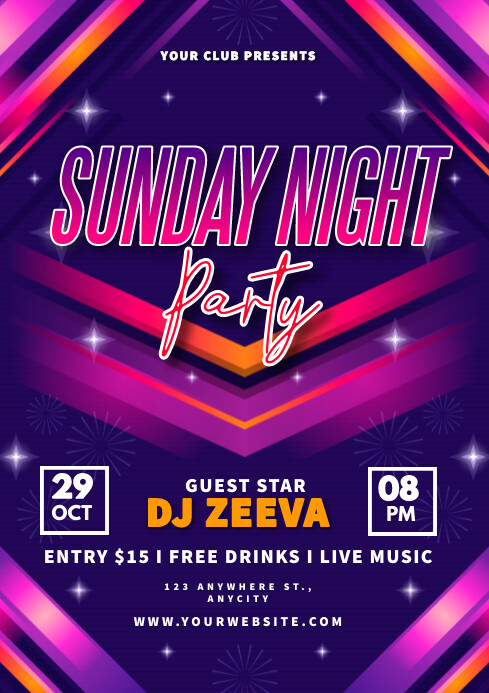 Sunday Night Party Template | PosterMyWall