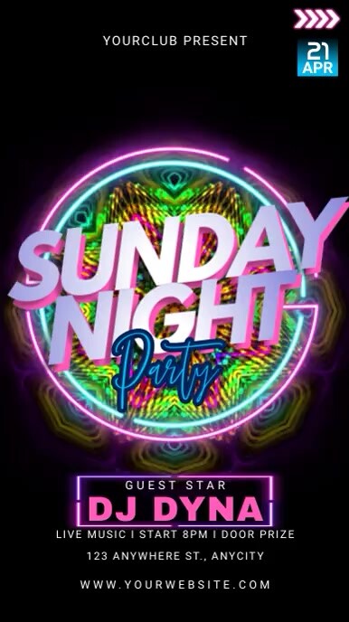 Plantilla de Sunday Night Party | PosterMyWall