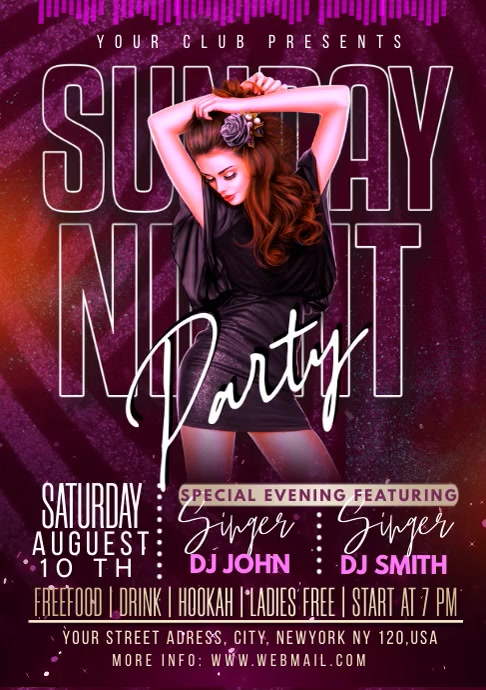 SUNDAY NIGHT PARTY Template | PosterMyWall