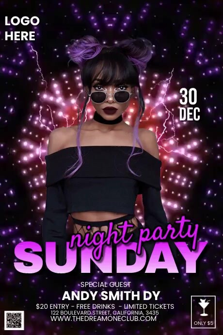 Sunday Night Party Template | PosterMyWall