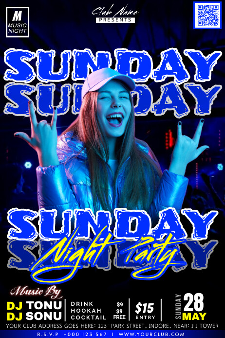 Sunday Night Party Template | PosterMyWall