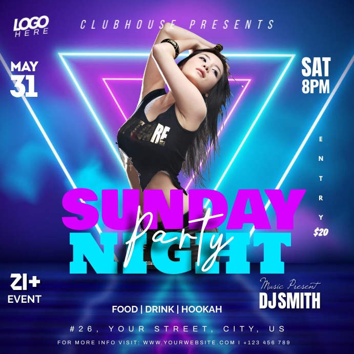Sunday Night party Template | PosterMyWall