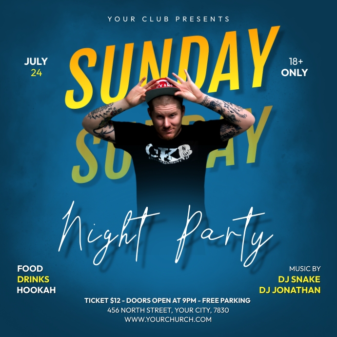 Sunday Night Party Template | PosterMyWall