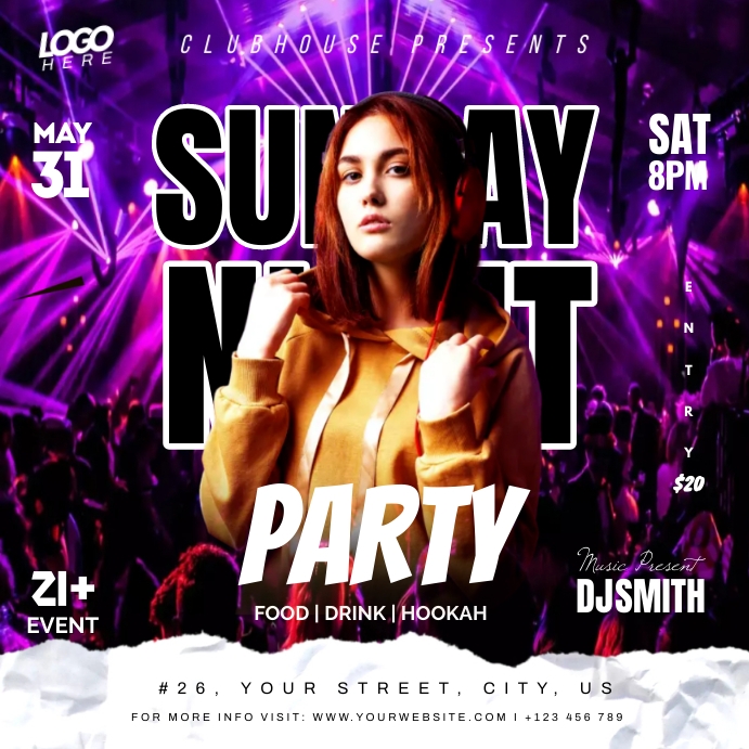 Sunday Night Party Template | PosterMyWall