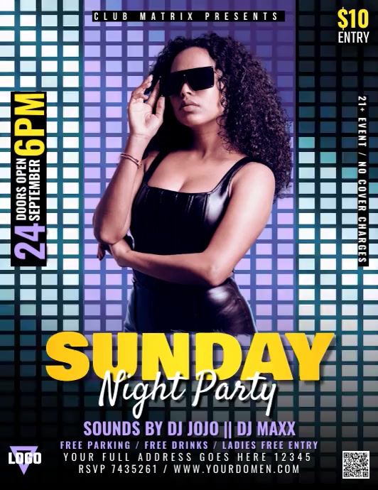 SUNDAY NIGHT PARTY Template | PosterMyWall