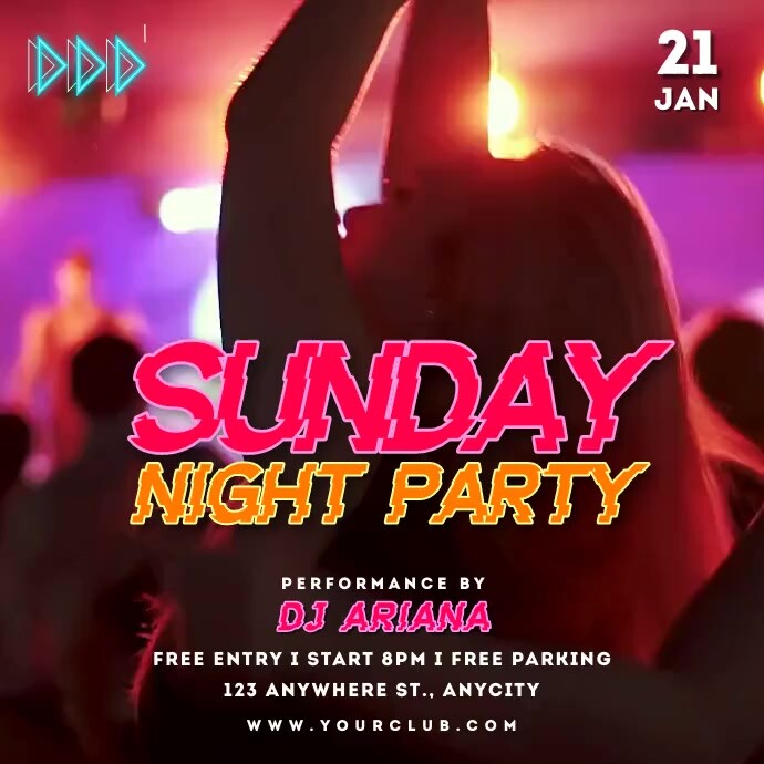 Sunday Night Party Template | PosterMyWall