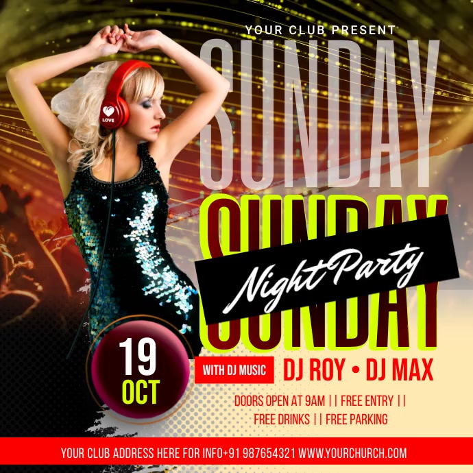 sunday night party Template | PosterMyWall