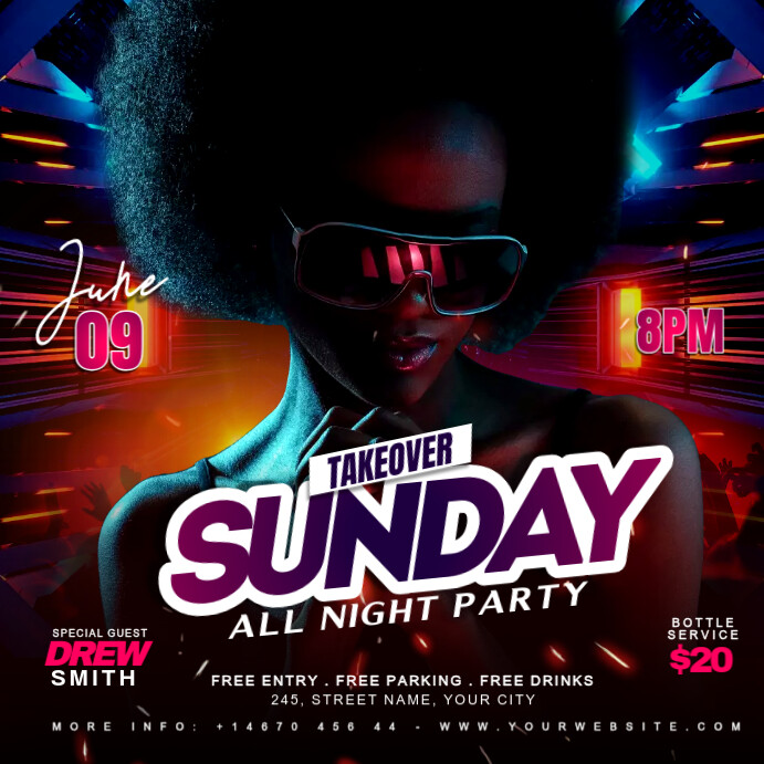 Sunday Night Party Template | PosterMyWall