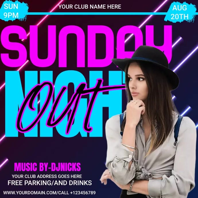 sunday night party/disco party Template | PosterMyWall