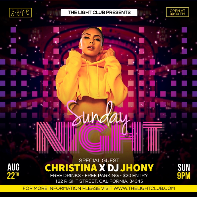 Sunday Night Party DJ Event Template | PosterMyWall