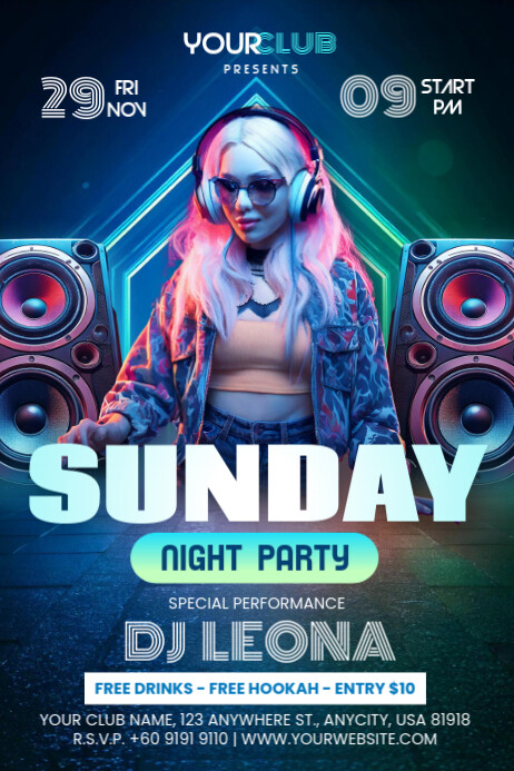 Sunday Night Party Event Poster Flyer Template | PosterMyWall