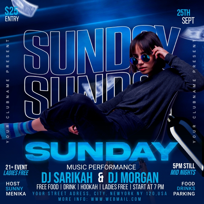 sunday night Party flyer Template | PosterMyWall
