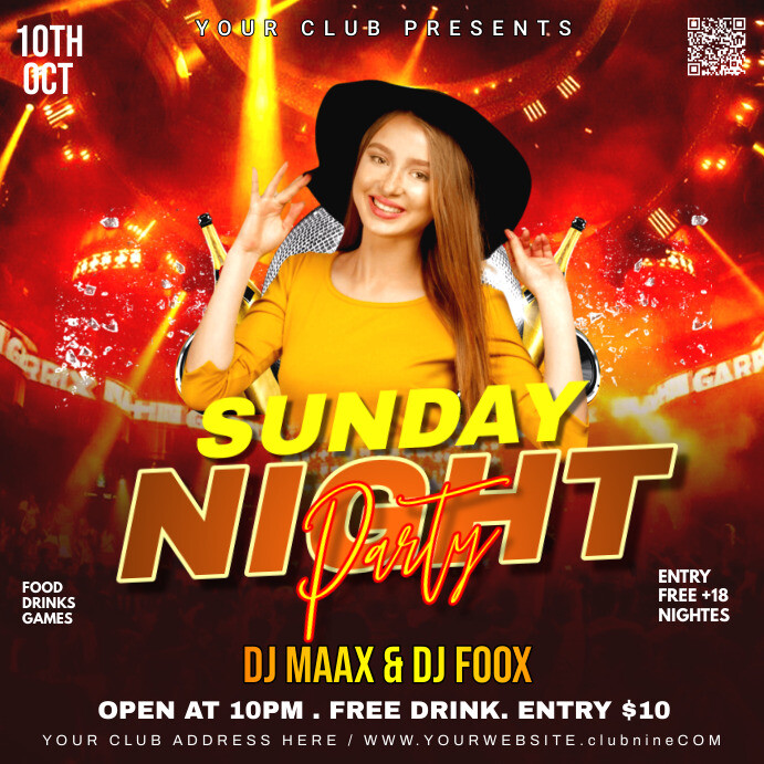 sunday night party flyer Template | PosterMyWall