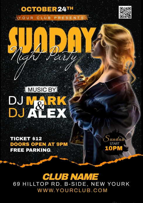 Sunday night party flyer Template | PosterMyWall