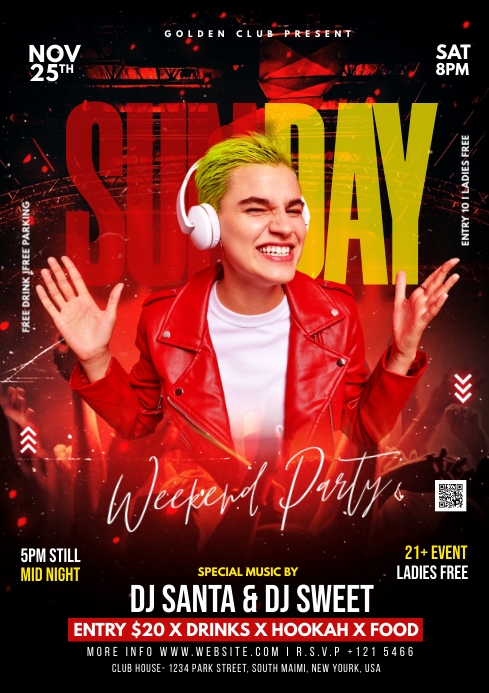 Sunday night party flyer Template | PosterMyWall