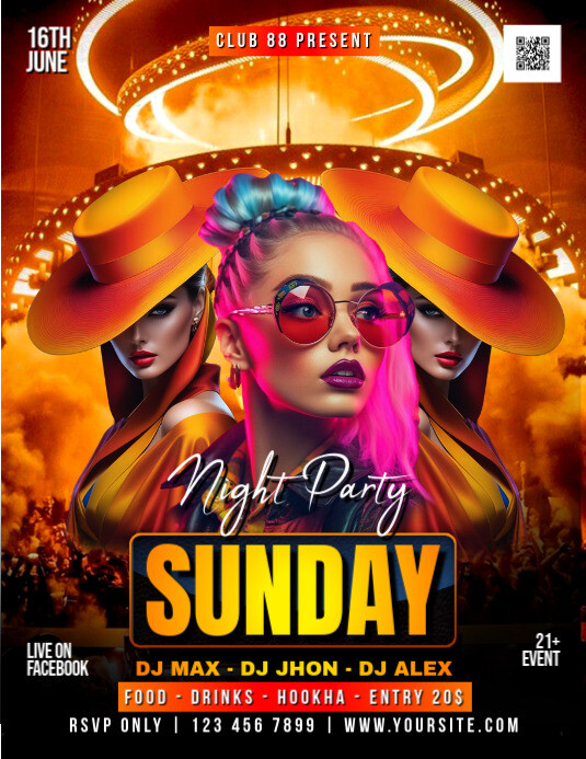 sunday night party flyer poster Template | PosterMyWall