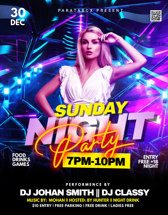 Sunday Night Party Flyer Promotion Template | PosterMyWall