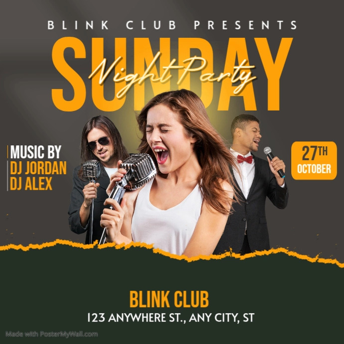 Sunday Night Party Instagram Post Template | PosterMyWall