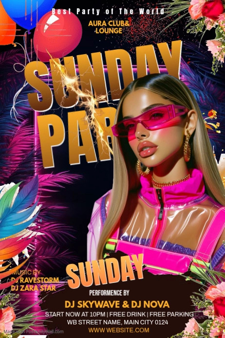 Sunday Night Party Poster Design Template | PosterMyWall