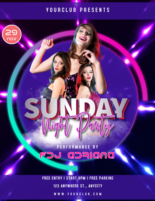 Sunday Night Party Poster Template | PosterMyWall