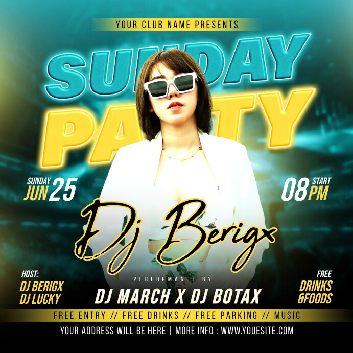 Sunday Night Party Social Media Post Template | PosterMyWall