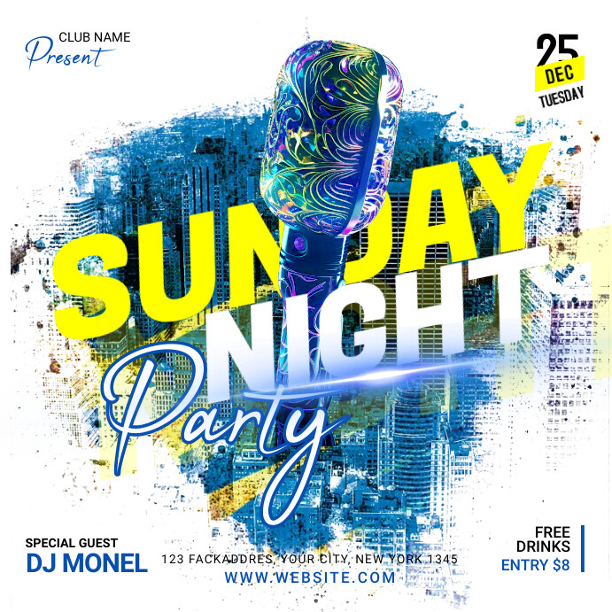 Sunday Night Party Template | PosterMyWall