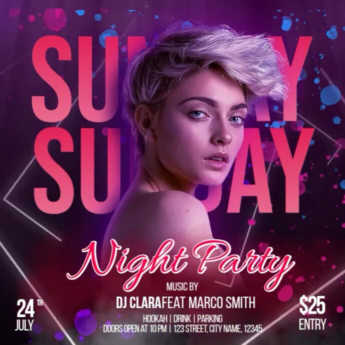Sunday Night Party Video Ads Template | PosterMyWall