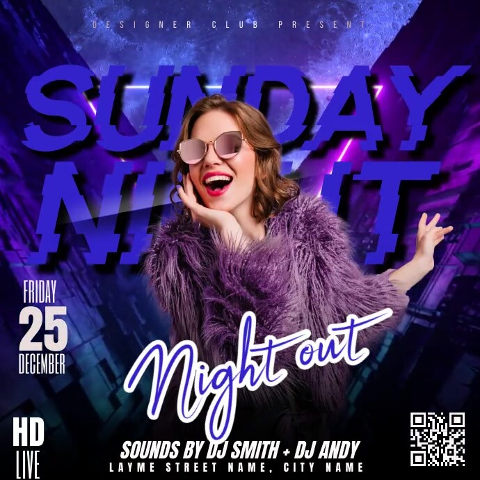 Sunday Night Party Video Ads Template | PosterMyWall