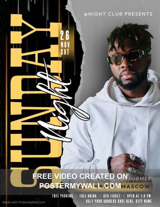 Sunday Night Party Video Ads Template | PosterMyWall