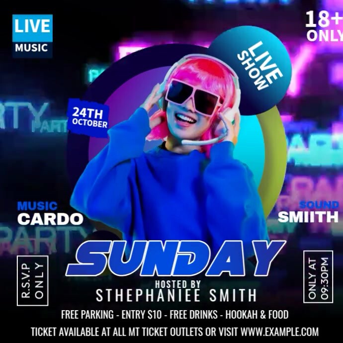 Sunday Night Party Video Ads Templat | PosterMyWall