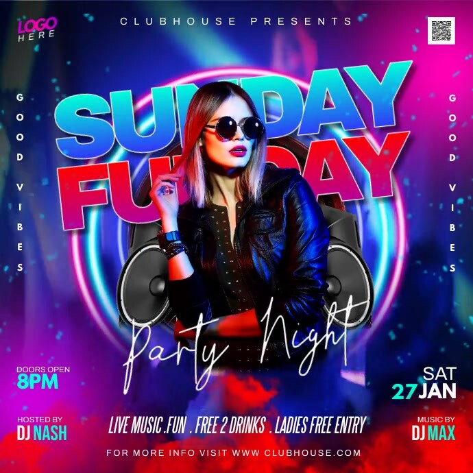 sunday night party video ads flyer Template | PosterMyWall