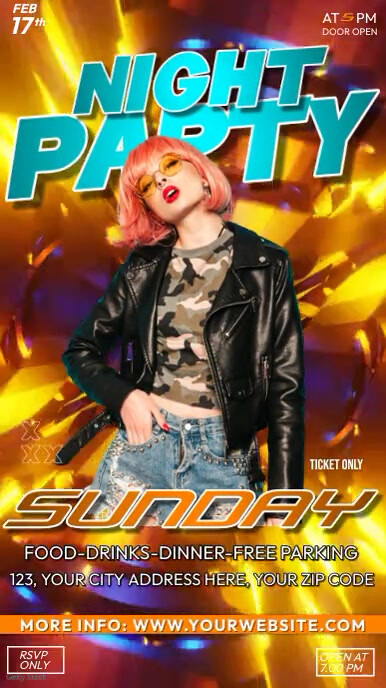 Sunday Night Party Video Template | PosterMyWall