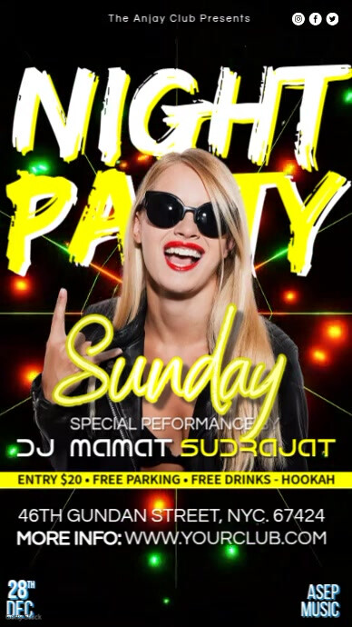 Sunday Night Party Video | PosterMyWall