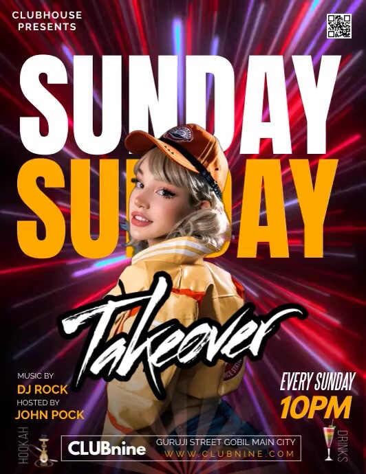 sunday night takeover party Template | PosterMyWall