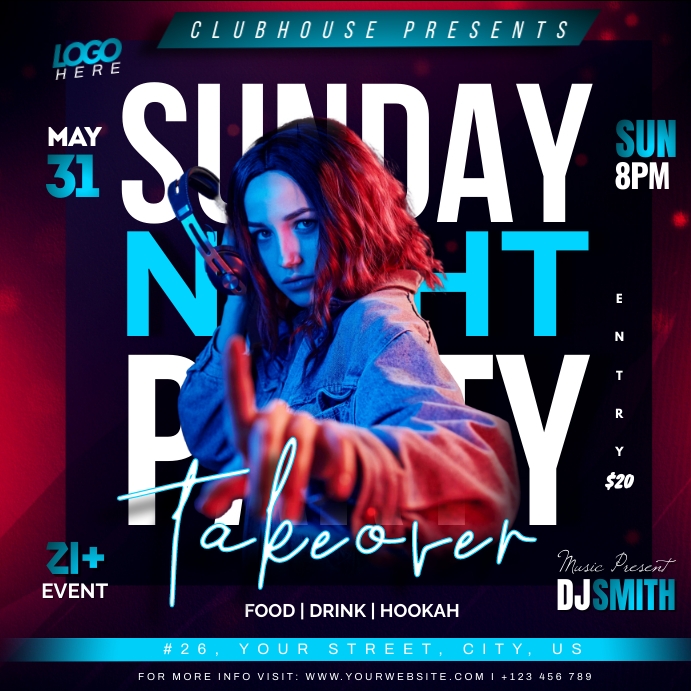 Sunday Night Takeover Party Template | PosterMyWall