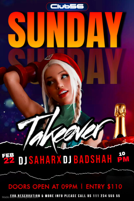 sunday night takeover party Template | PosterMyWall