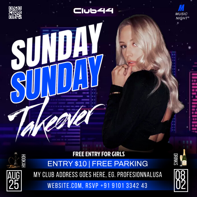 sunday night takeover party Template | PosterMyWall