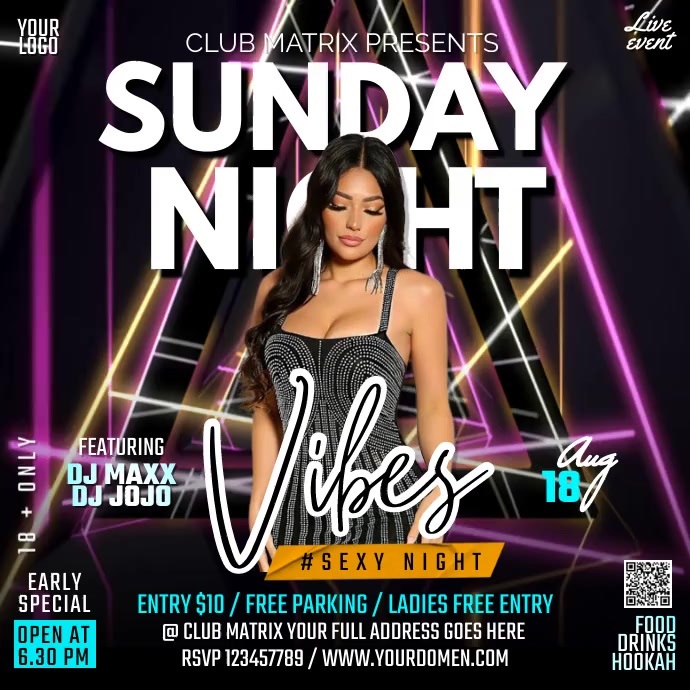 Plantilla de Vibras de Domingo por La Noche | PosterMyWall