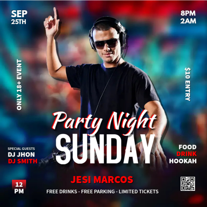 Sunday Party Ads Template | PosterMyWall