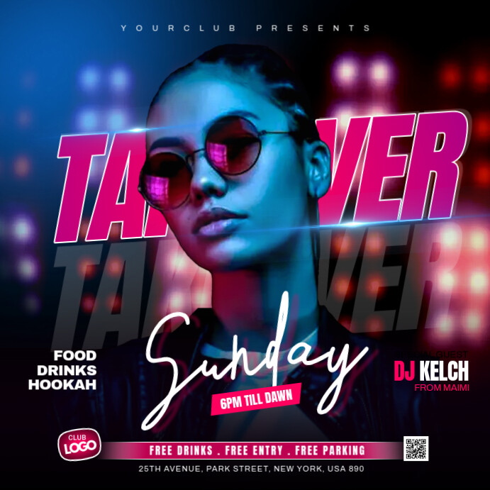 sunday party club dj bar night Template | PosterMyWall